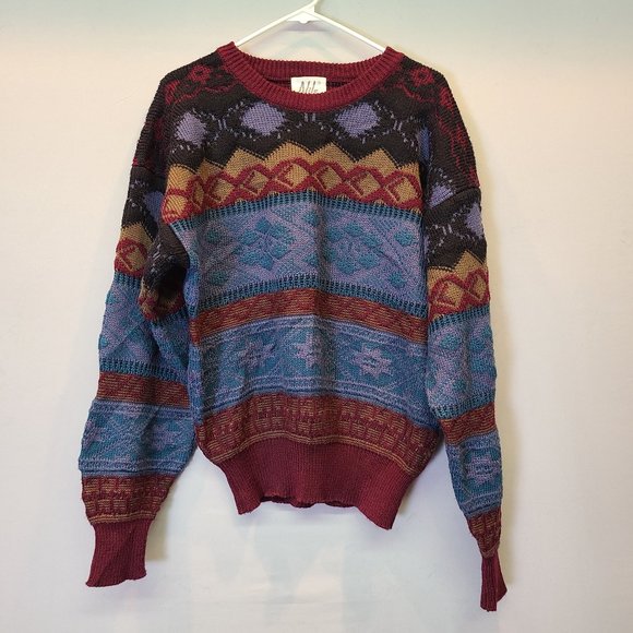 NILS | Sweaters | Nils Vintage Pullover Sweater Maroon Blue Black ...